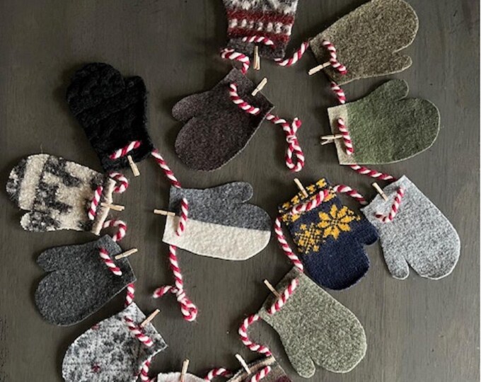 Recycled Wool Mitten Garland - Etsy
