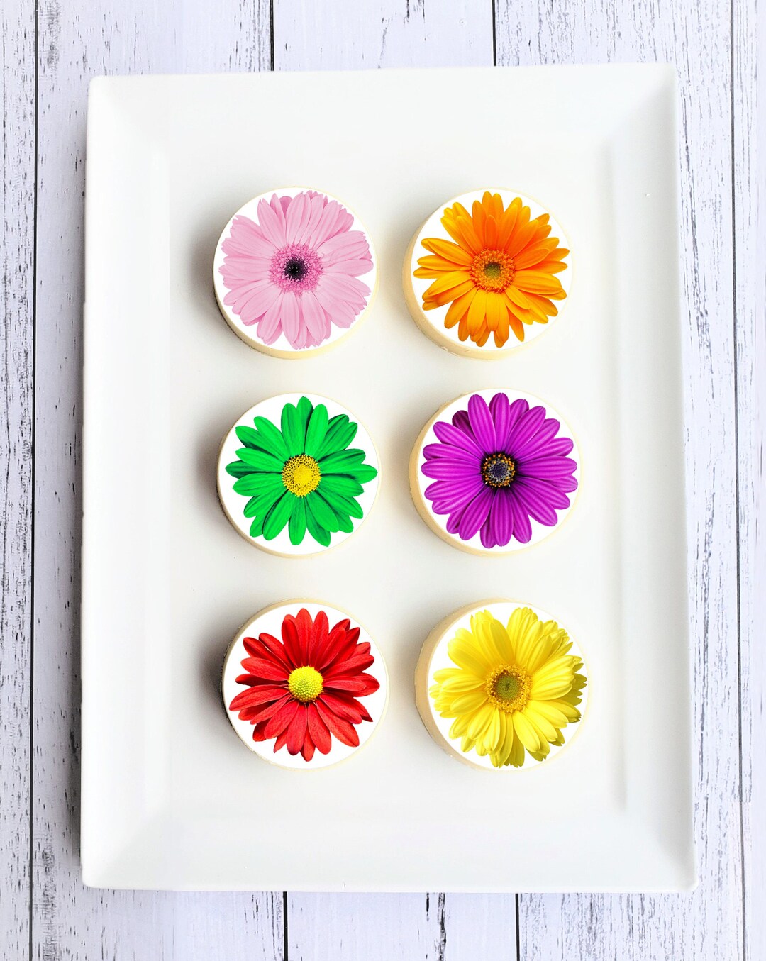 Bright & Happy Flowers Wafer Paper Chocolate / Cookie Topper Edible ...