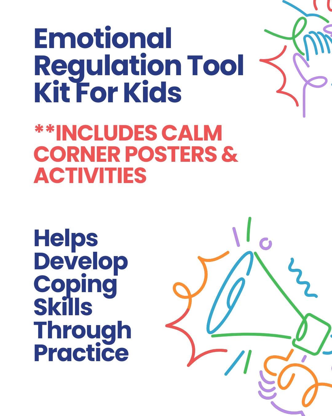 Emotional Regulation Tool Kit for Kids, Calm Corner, Coping Tools ...