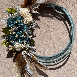 Teal Lasso Decor, Lariat Decor, Western Ranch Decor, Rope Wreath ...