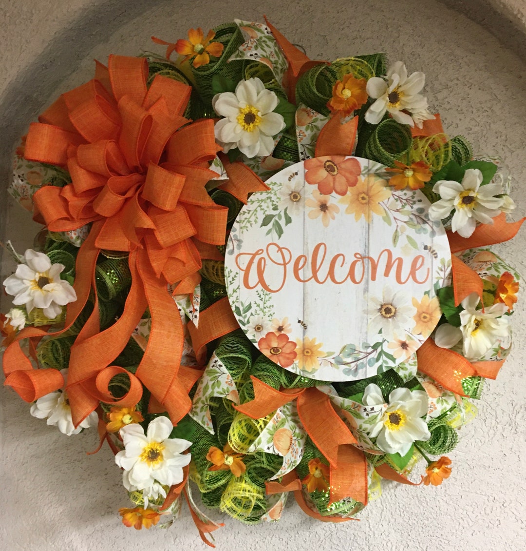 Welcome Orange and Green - Etsy