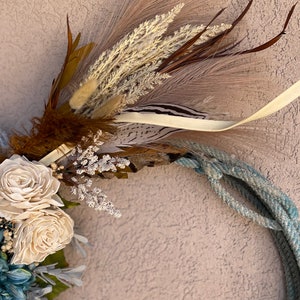 Teal Lasso Decor, Lariat Decor, Western Ranch Decor, Rope Wreath ...