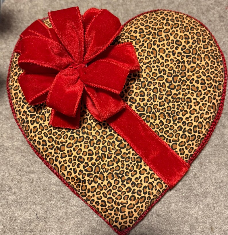 Leopard Heart With Velvet Red Bow Wreath Attachment - Etsy