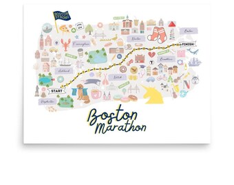 Boston Marathon Map Print - Etsy
