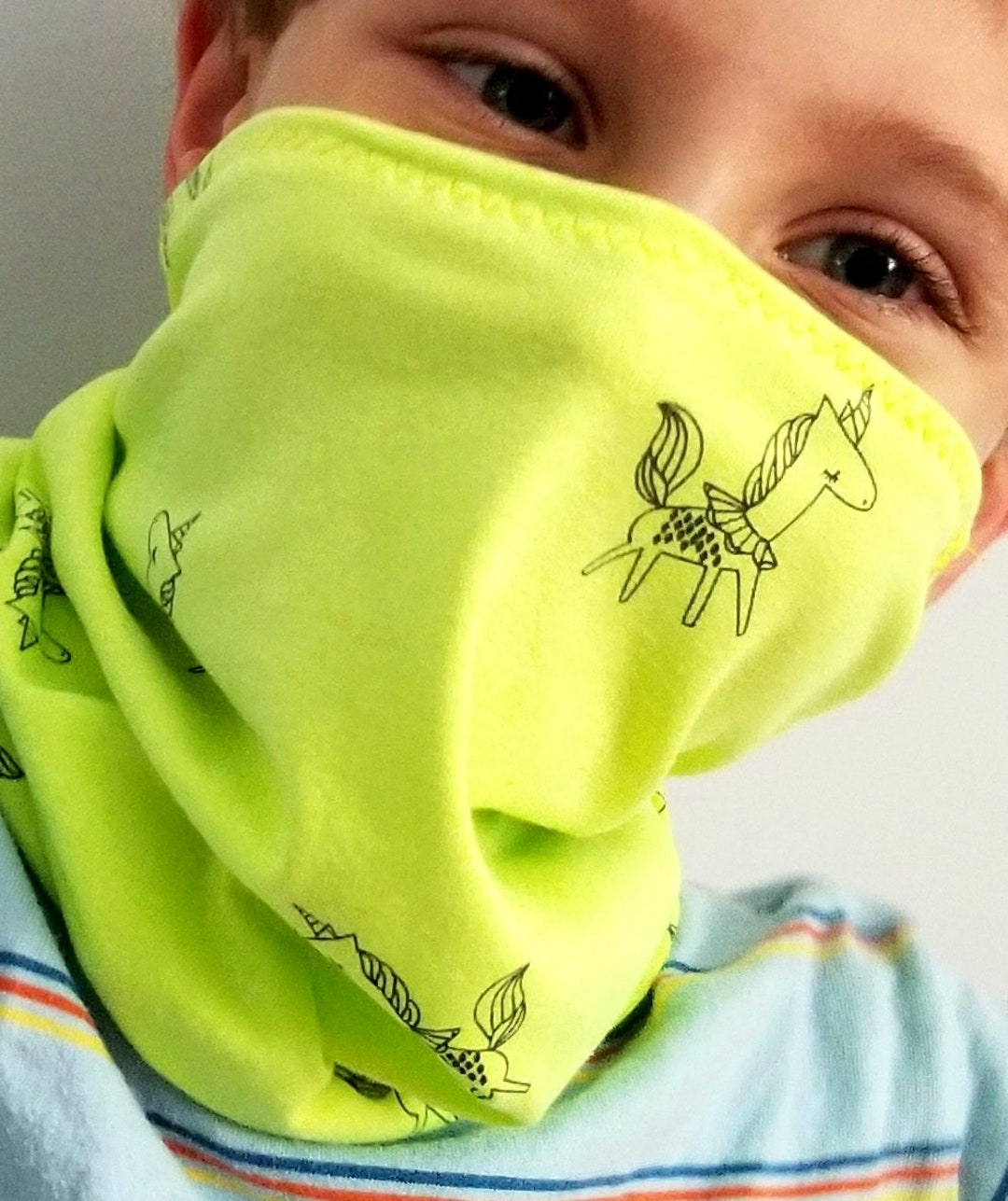 Neon Green Face Mask Kids Neck Gaiter Double Tube Scarf - Etsy