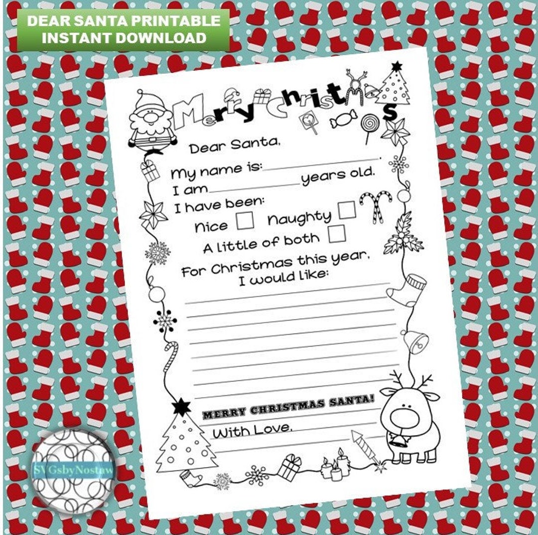 Dear Santa Letter Printable. Letters to Santa. Christmas Kids Activity ...