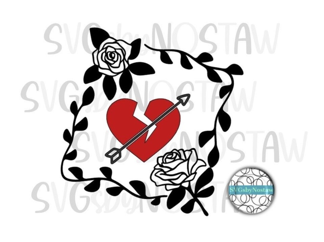 Broken Heart Cut File in Svg/png/pdf. Arrow Heart Svg. Rose Heart Svg ...