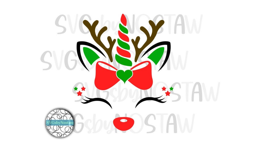 Christmas Unicorn Reindeer Cut File in Svg/png/pdf. Unicorn Face Svg ...