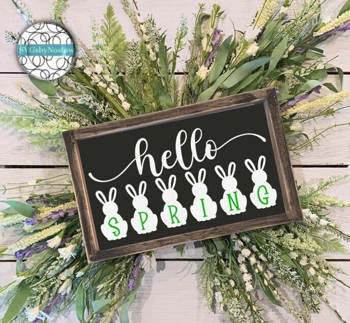 Hello Spring Cut File in Svg/png/pdf. Easter Bunny Svg. | Etsy