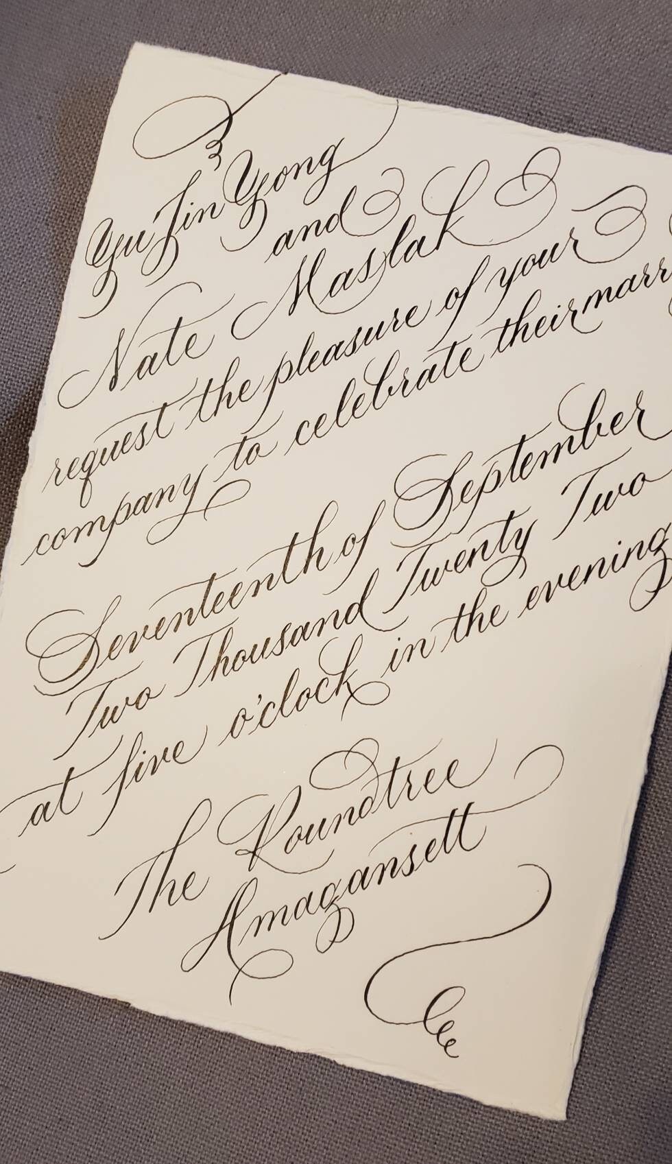 Hand Calligraphy Custom Invitation Boho and French Inspired Wedding ...