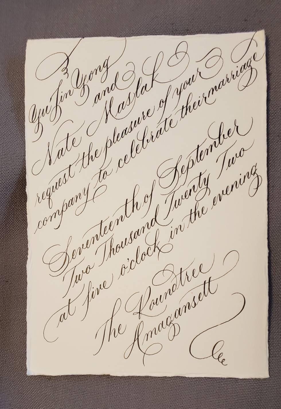 Hand Calligraphy Custom Invitation Boho and French Inspired Wedding ...