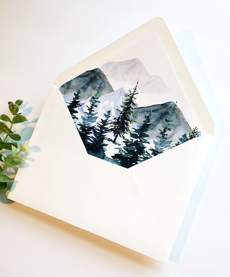 Envelope Liner Mountain With Pine Tree Instant Download, Envelope Liner ...