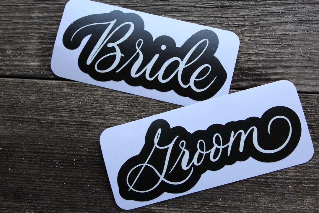 Bride and Groom Sticker for Water Bottle or Laptop, UV Water Resistant ...