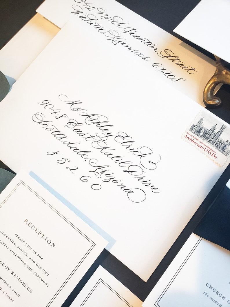 Calligraphy Addressing With Return Address on Back Wedding - Etsy