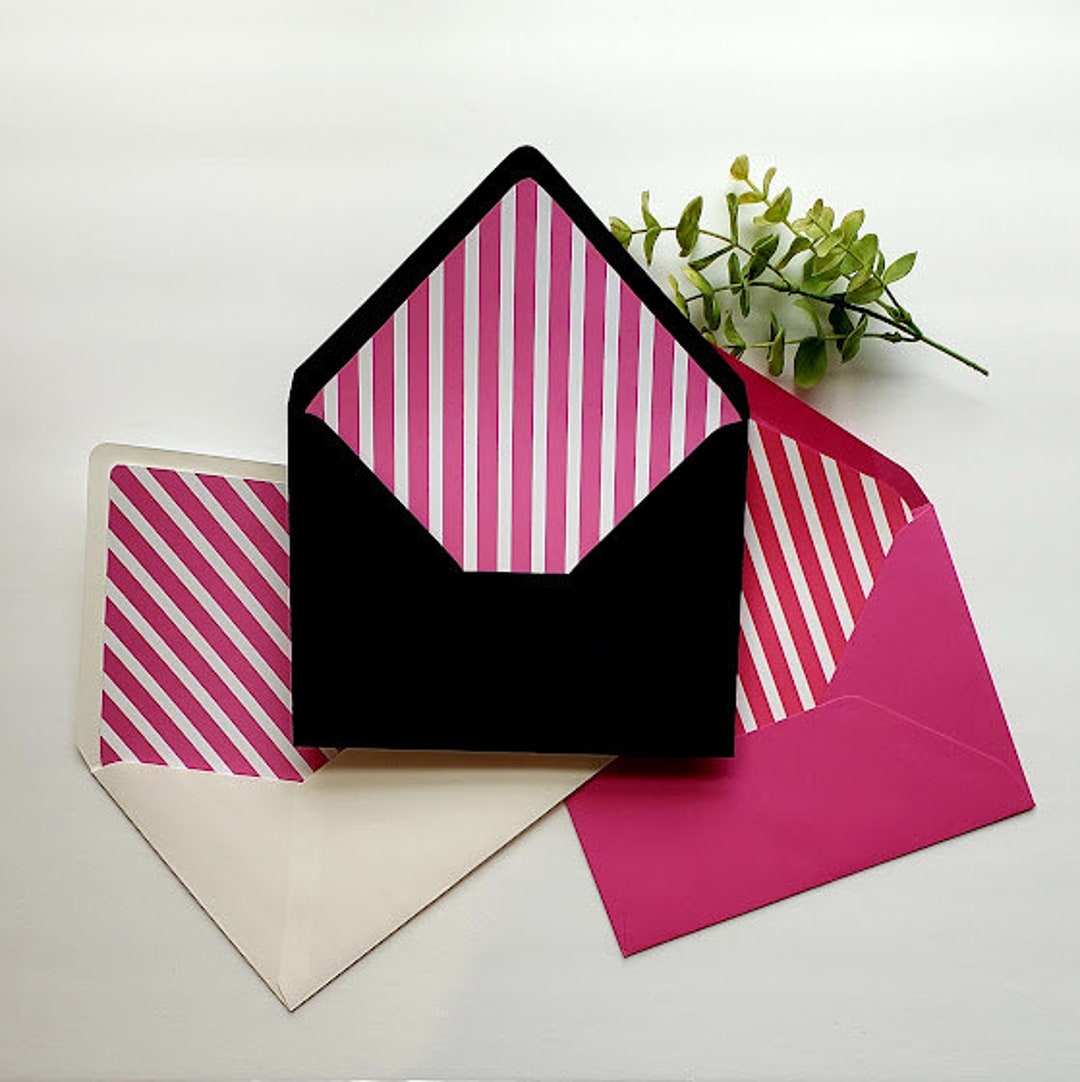 Hot Pink and White Striped Envelope Liner for Weddings, Sweet Sixteen ...
