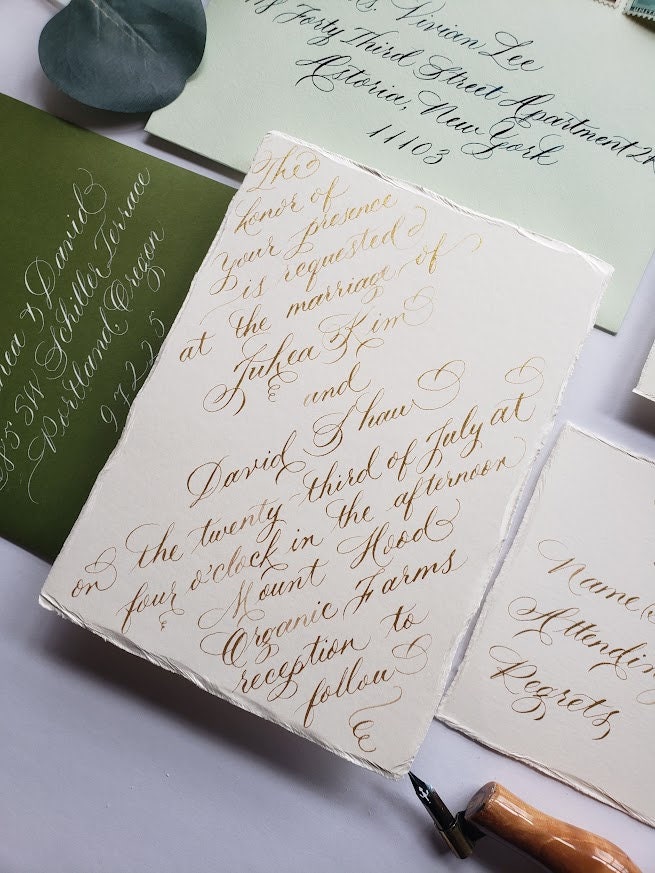 Hand Calligraphy Custom Invitation Boho and French Inspired Wedding ...