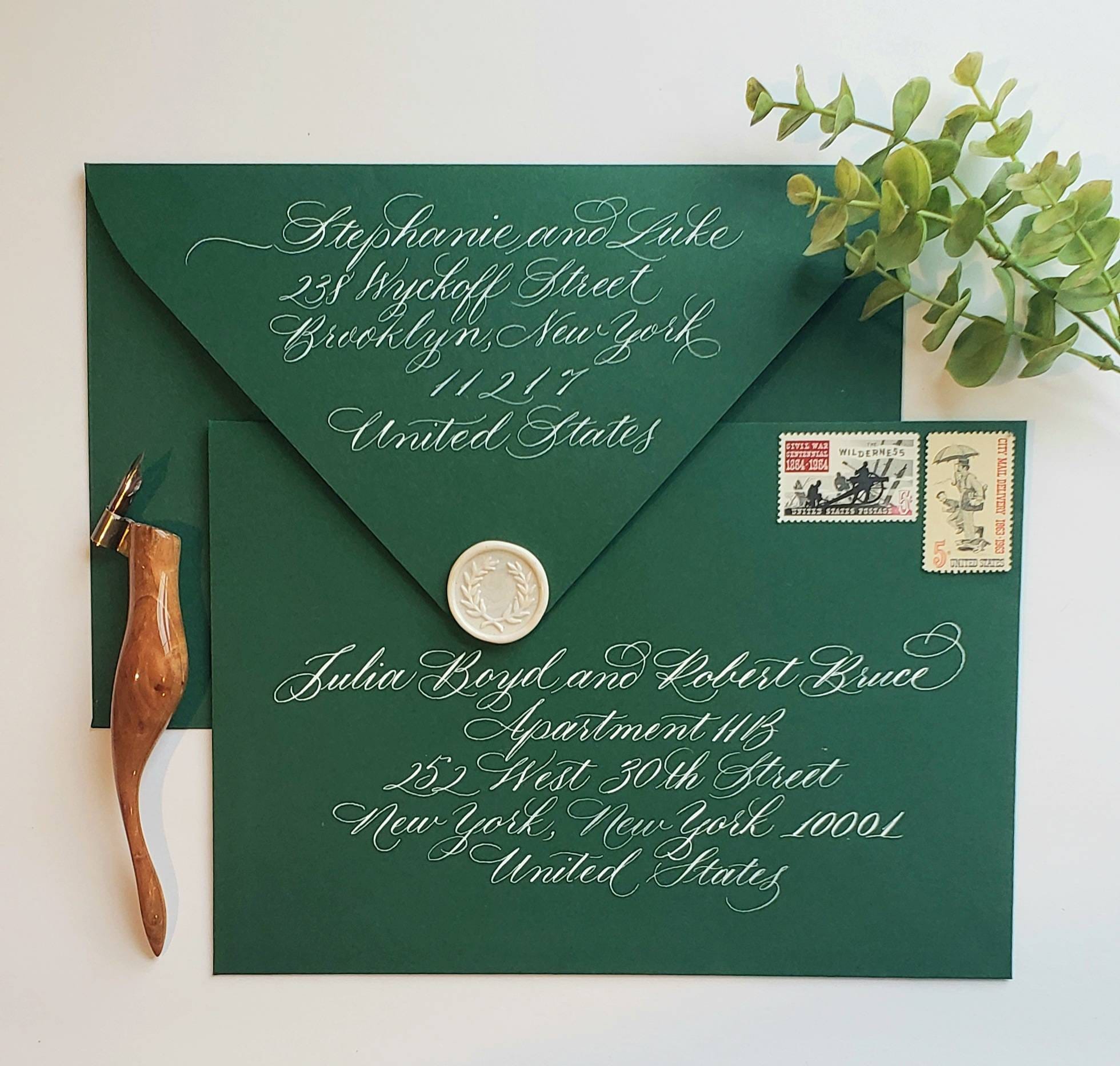 Calligraphy Addressing With Return Address on Back Wedding - Etsy