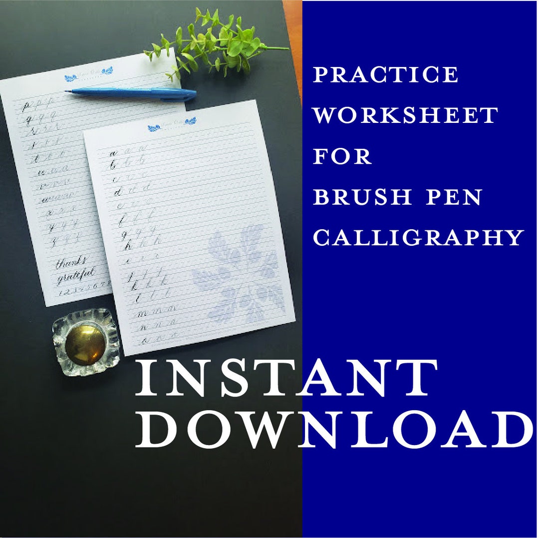 Printable Calligraphy Brush Pen Worksheet, Learn Brush Pen Calligraphy ...