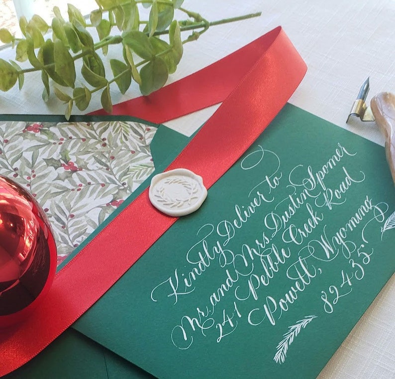 Hand Lettered Calligraphy With Floral Embellishment, Custom Envelope ...