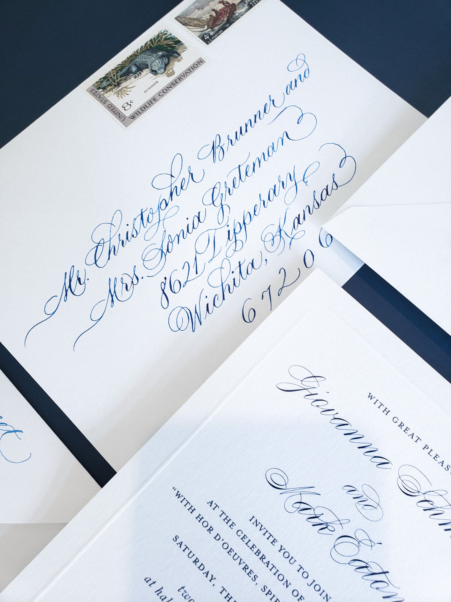 Hand Lettered Calligraphy Envelope Wedding Invitation - Etsy