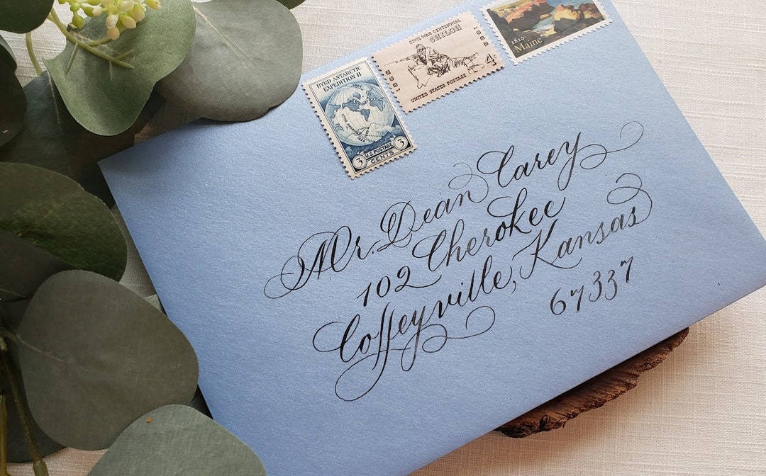 Hand Lettered Calligraphy Envelope, Wedding Invitation Calligraphy - Etsy