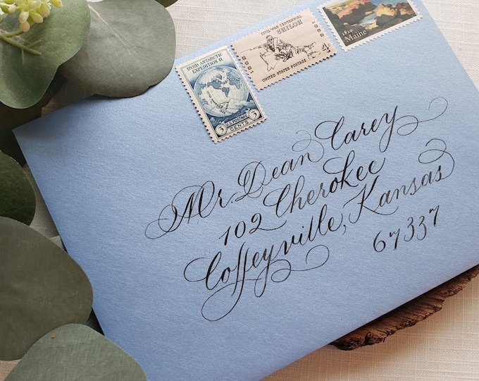 Hand Lettered Calligraphy Envelope, Wedding Invitation Calligraphy - Etsy