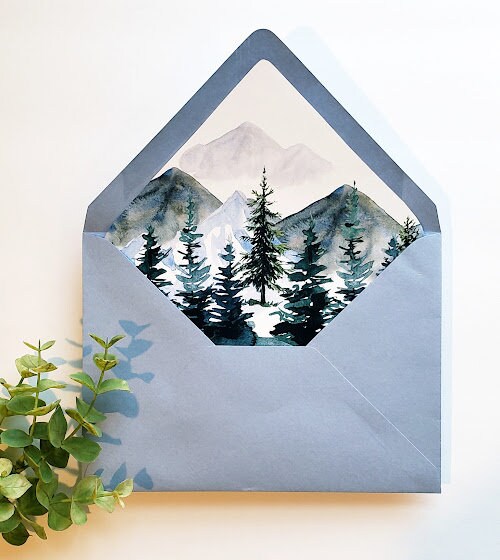 Envelope Liner Mountain With Pine Tree Instant Download, Envelope Liner ...