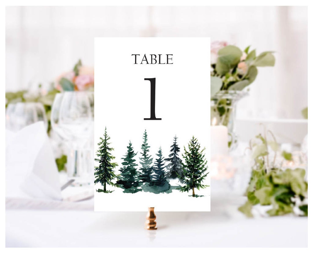 Table Numbers Nature Pine Trees Printed 4x6 Alpine Tree Table Numbers ...