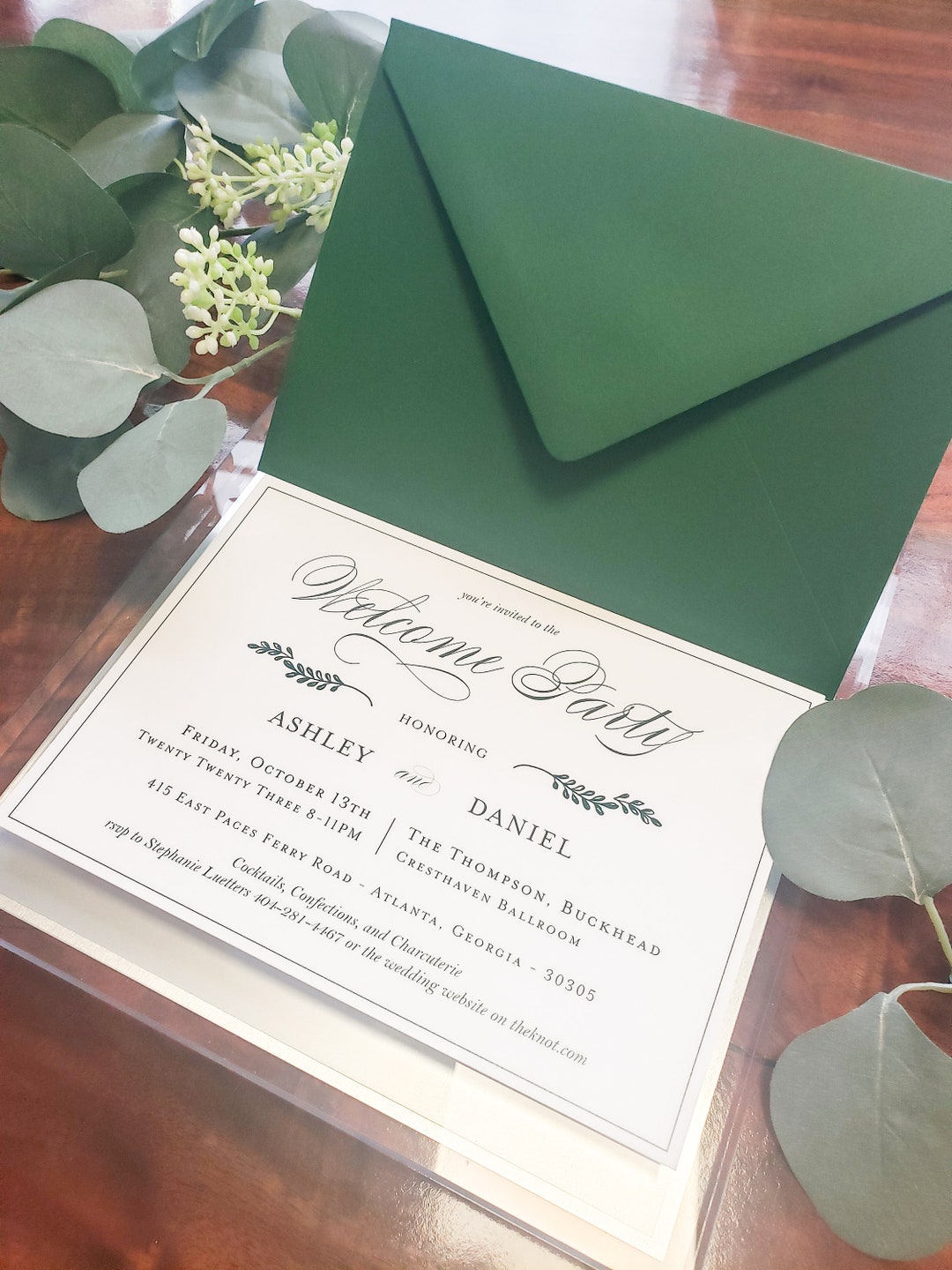 Welcome Dinner Invitation, Green Wedding Invitation for Shower or ...