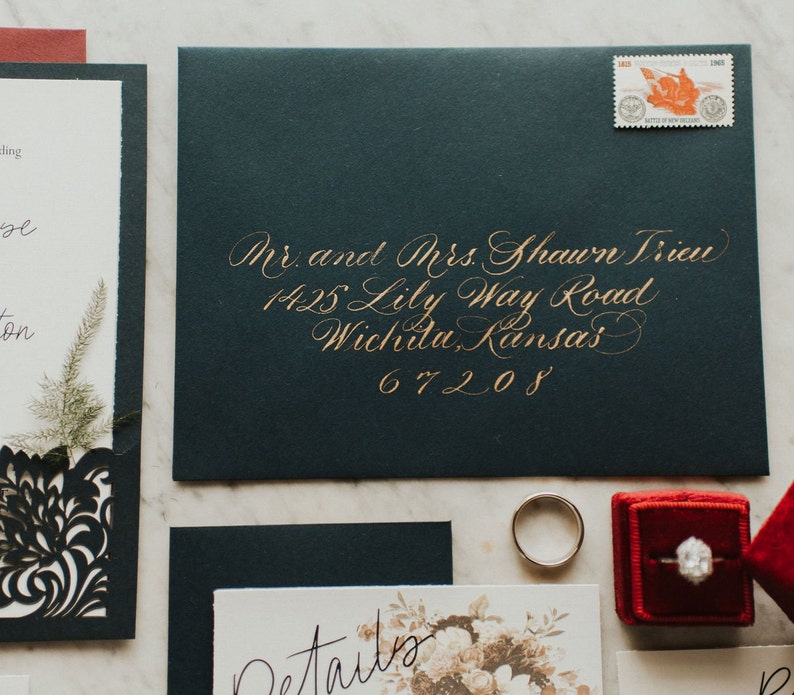 Hand Lettered Calligraphy Envelope Wedding Invitation - Etsy