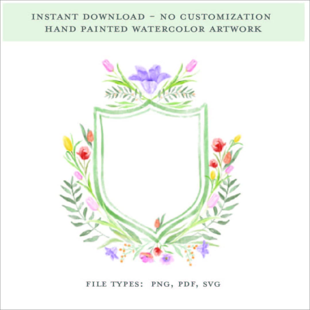 Floral Wedding Crest SVG, Flowers Crest, Floral Frame, Crest for ...