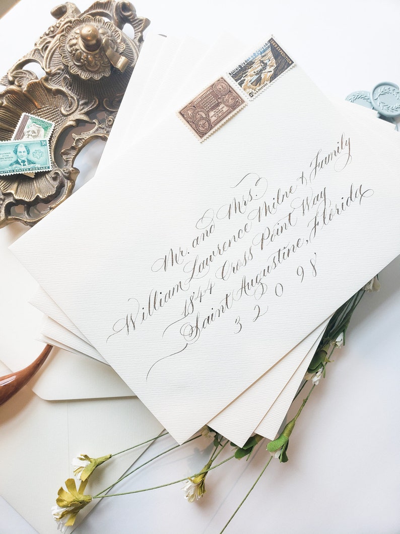 Calligraphy Addressing With Return Address on Back Wedding - Etsy