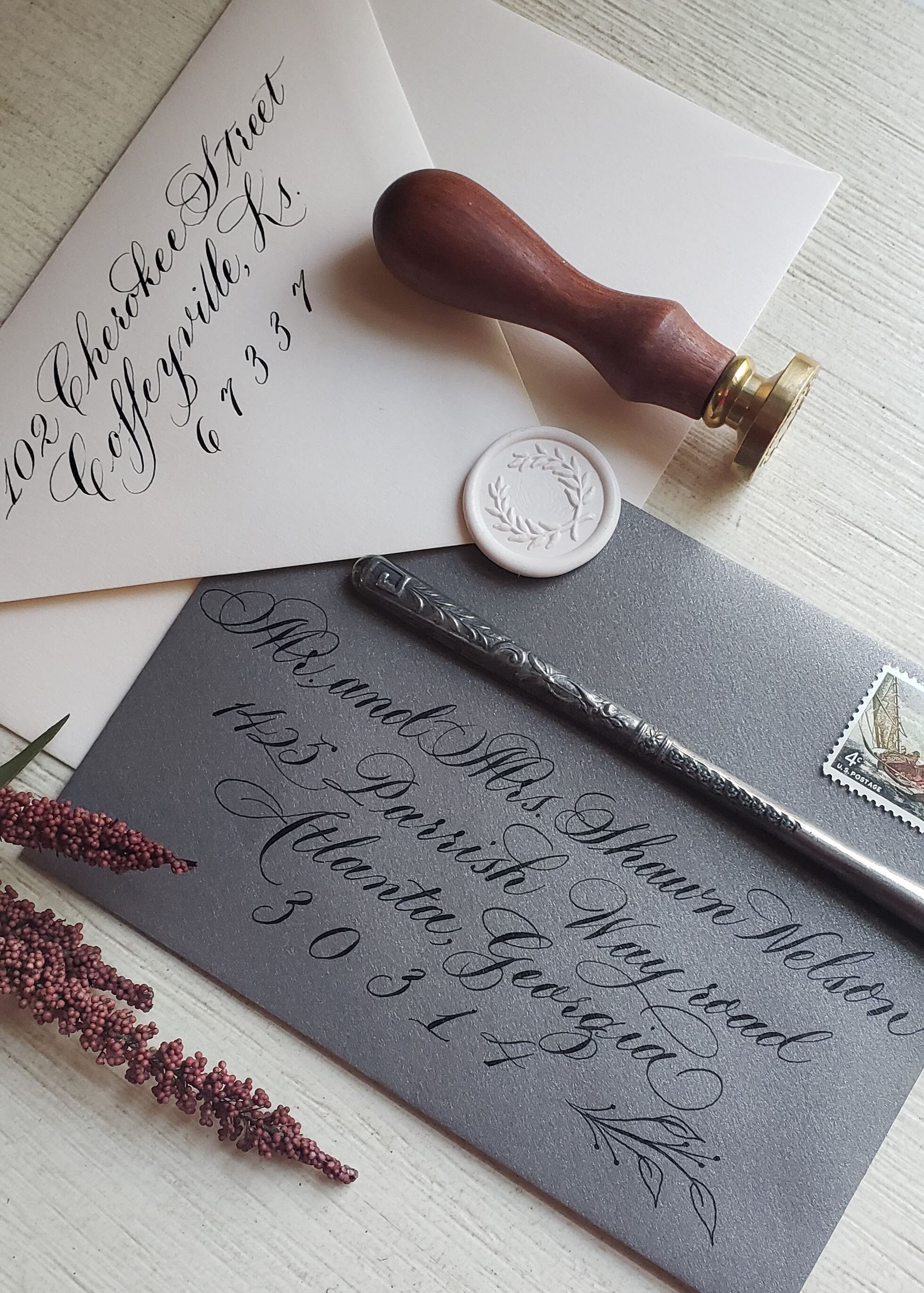 Calligraphy Addressing With Return Address on Back Wedding - Etsy