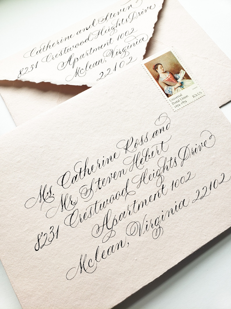 Calligraphy Addressing With Return Address on Back Wedding - Etsy