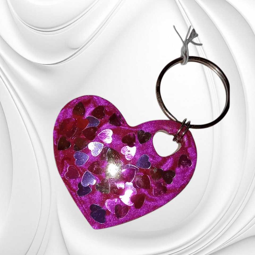 Pink Purple Heart Keychain - Etsy