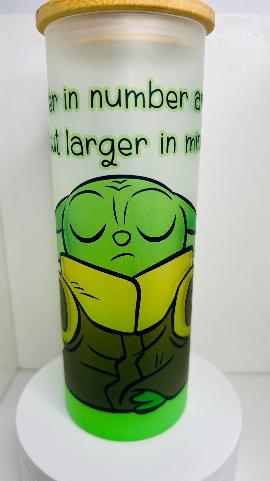 Yoda Inspired Frosted Glass Tumbler, Smaller in Number Larger in Mind ...