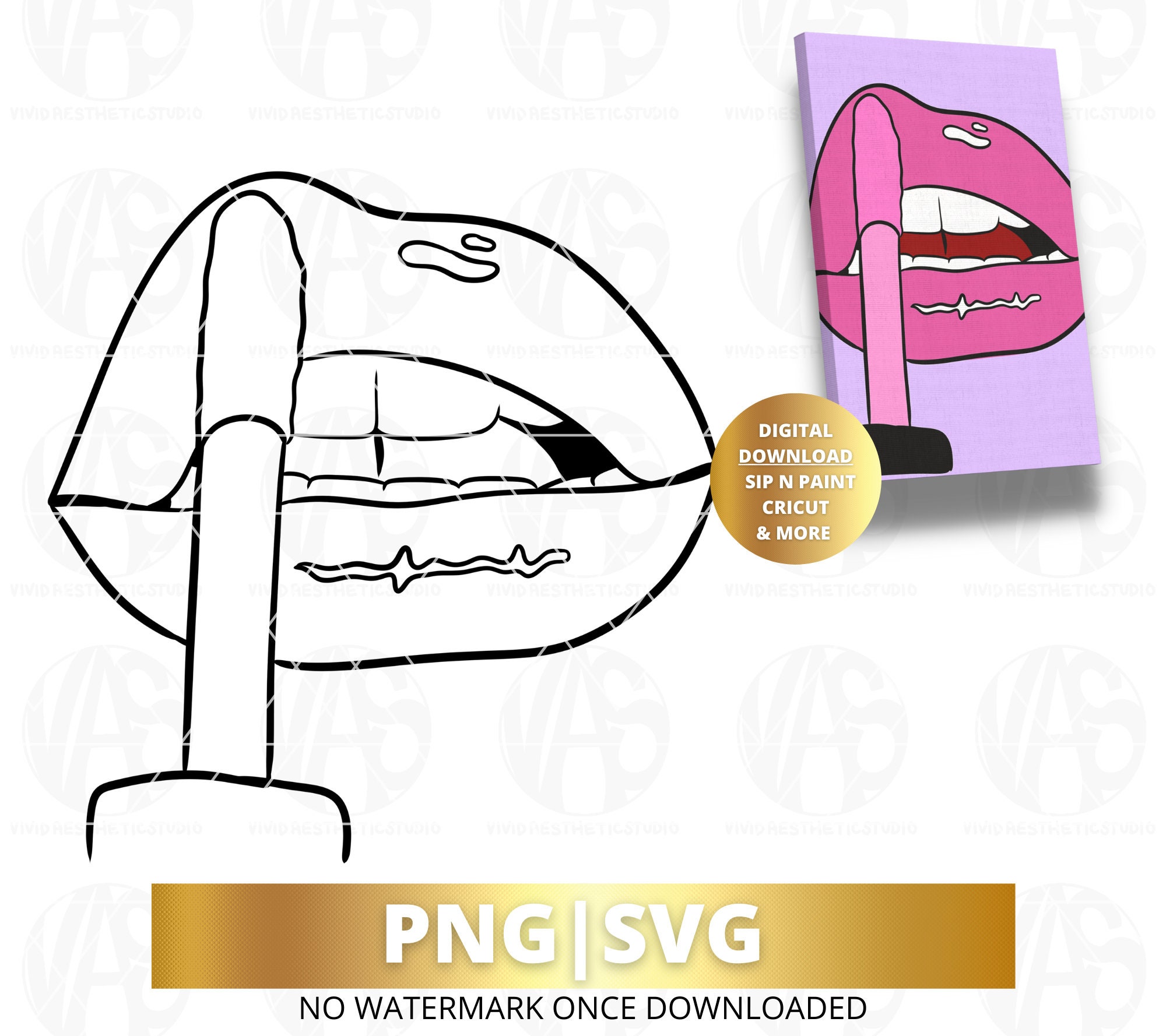 Lips Lipgloss Outline PNG Svg, Predrawn Canvas Svg ,girl Clipart, Queen ...
