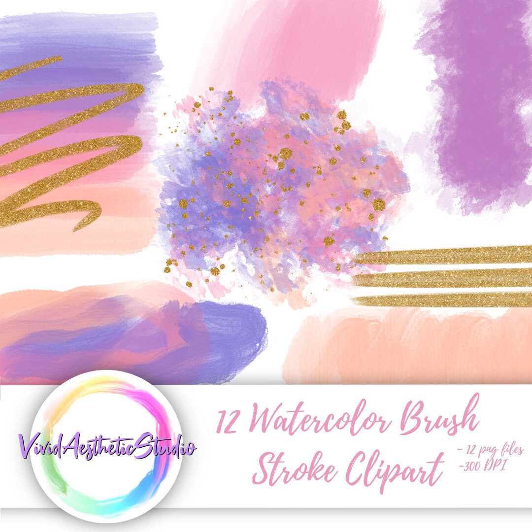 12 Watercolor Brush Stroke Clipart Brush Stroke Watercolor - Etsy