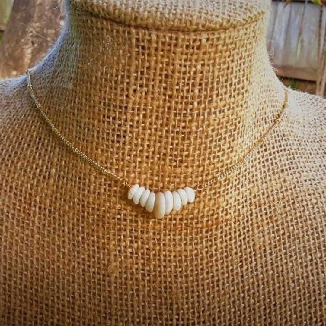 Puka Shell Bar Necklace on 18k Gold-filled Satellite Chain - Etsy