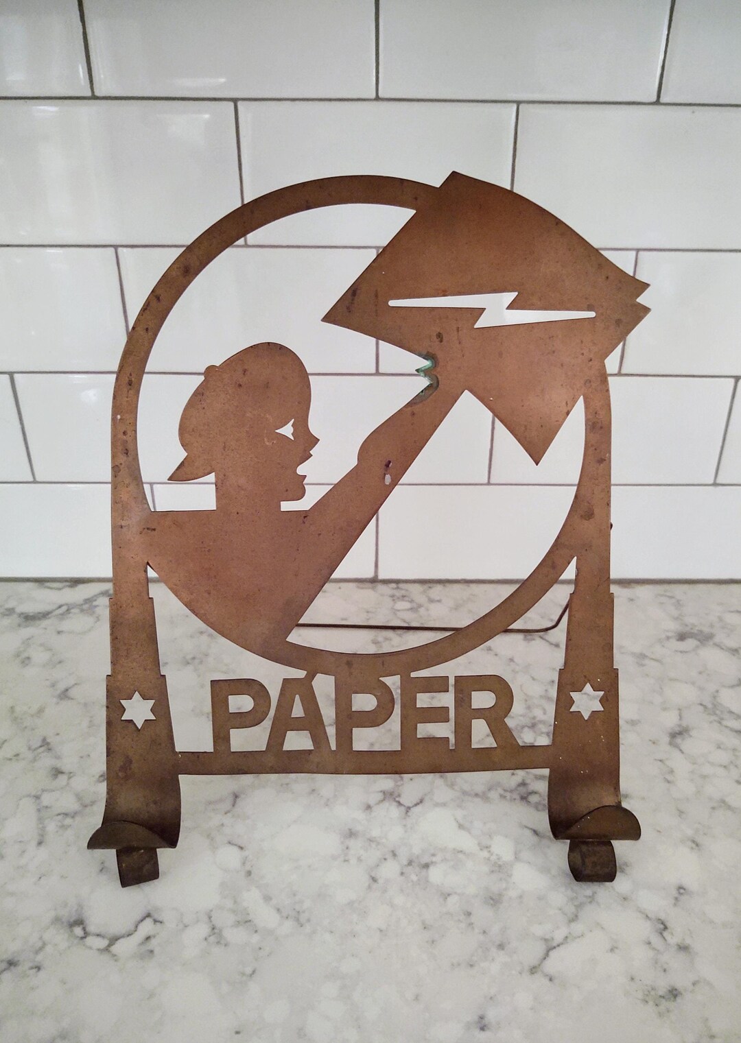 Vintage1930's Art Deco WWII Era SG Adams St Louis Metal Cut Out Newsboy ...