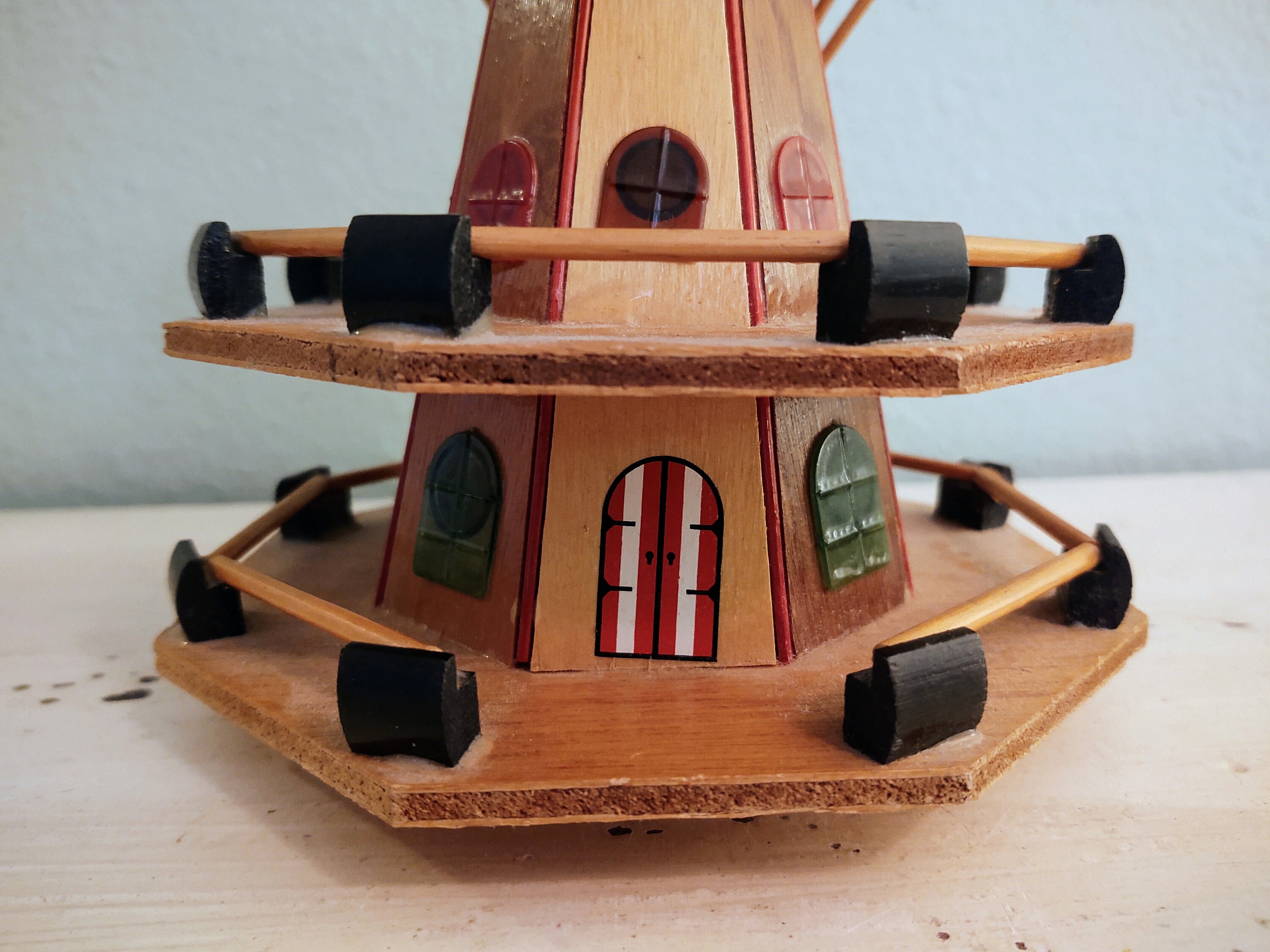 Vintage 1970's Wooden Dutch Windmill Music Box With Turning Windmill ...