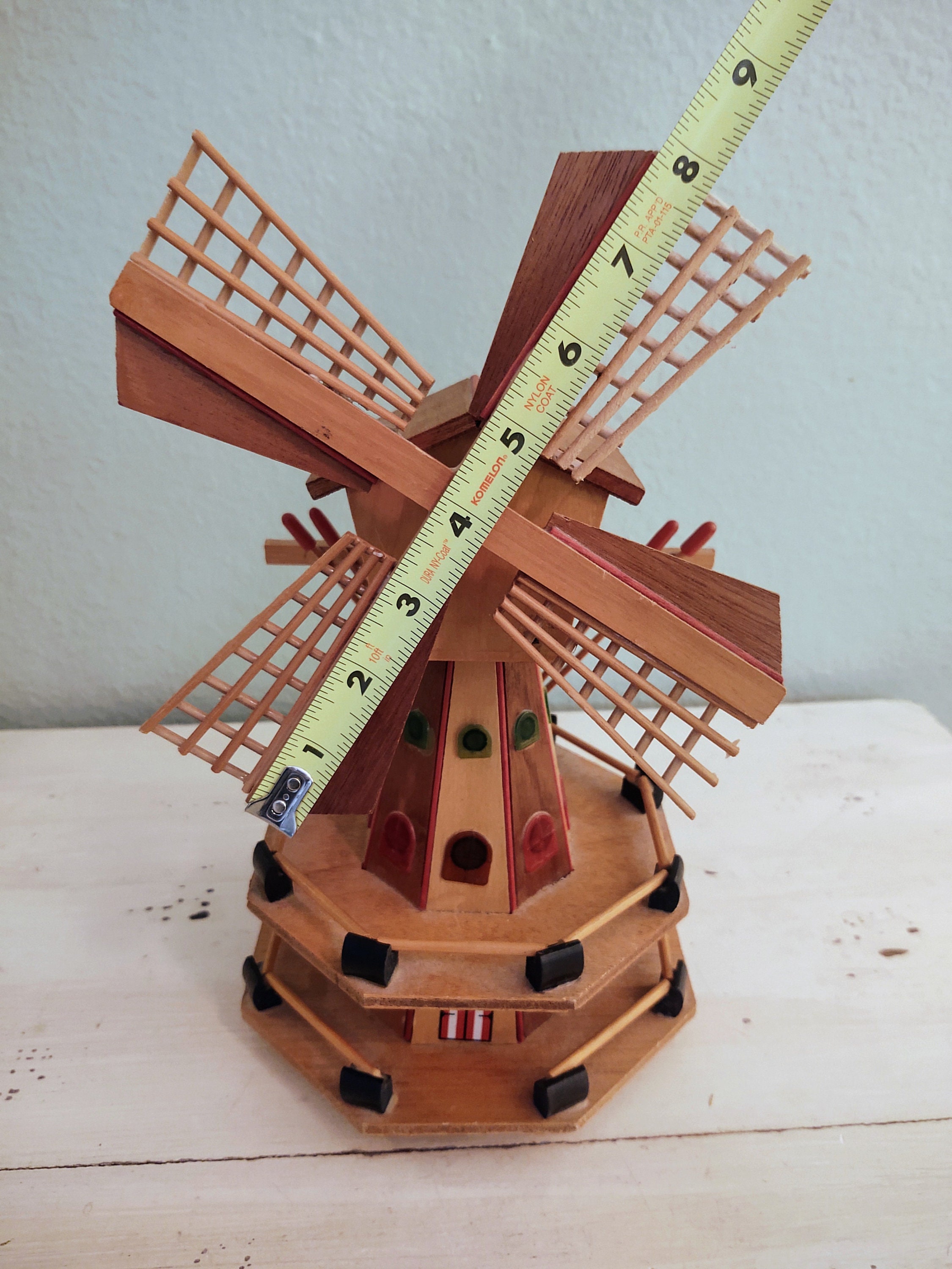 Vintage 1970's Wooden Dutch Windmill Music Box With Turning Windmill ...