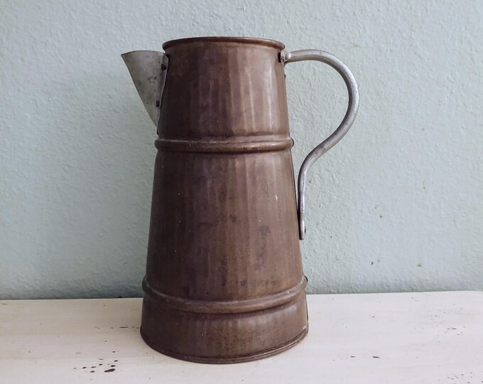 Vintage Antique Metal Copper and Tin Pitcher Home Décor Farmhouse Décor ...