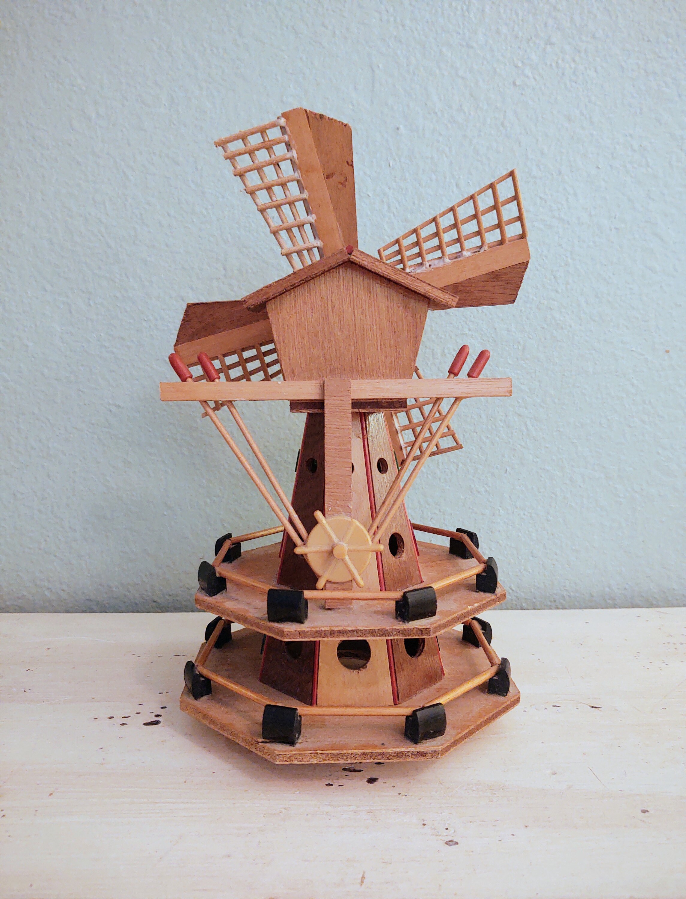 Vintage 1970's Wooden Dutch Windmill Music Box With Turning Windmill ...