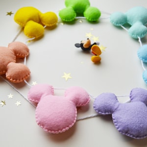 Disney Rainbow Garland, Pastel Mickey Garland, Disney Banner, Colorful ...