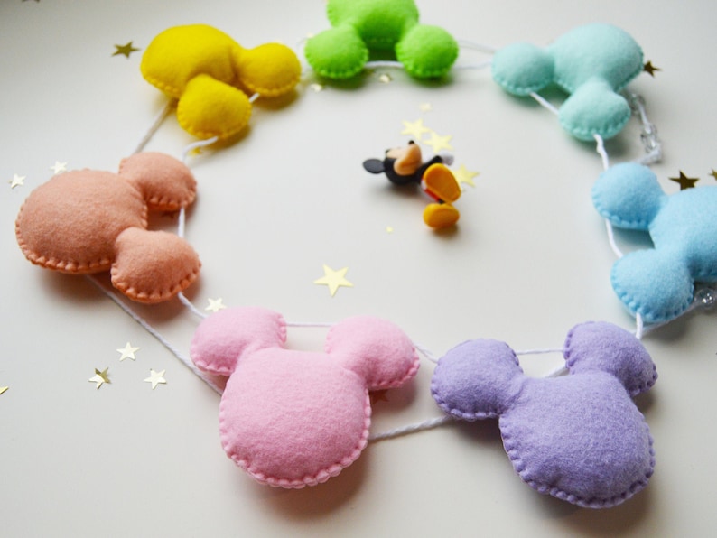 Disney Rainbow Garland, Pastel Mickey Garland, Disney Banner, Colorful ...