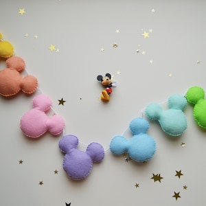 Disney Rainbow Garland, Pastel Mickey Garland, Disney Banner, Colorful ...