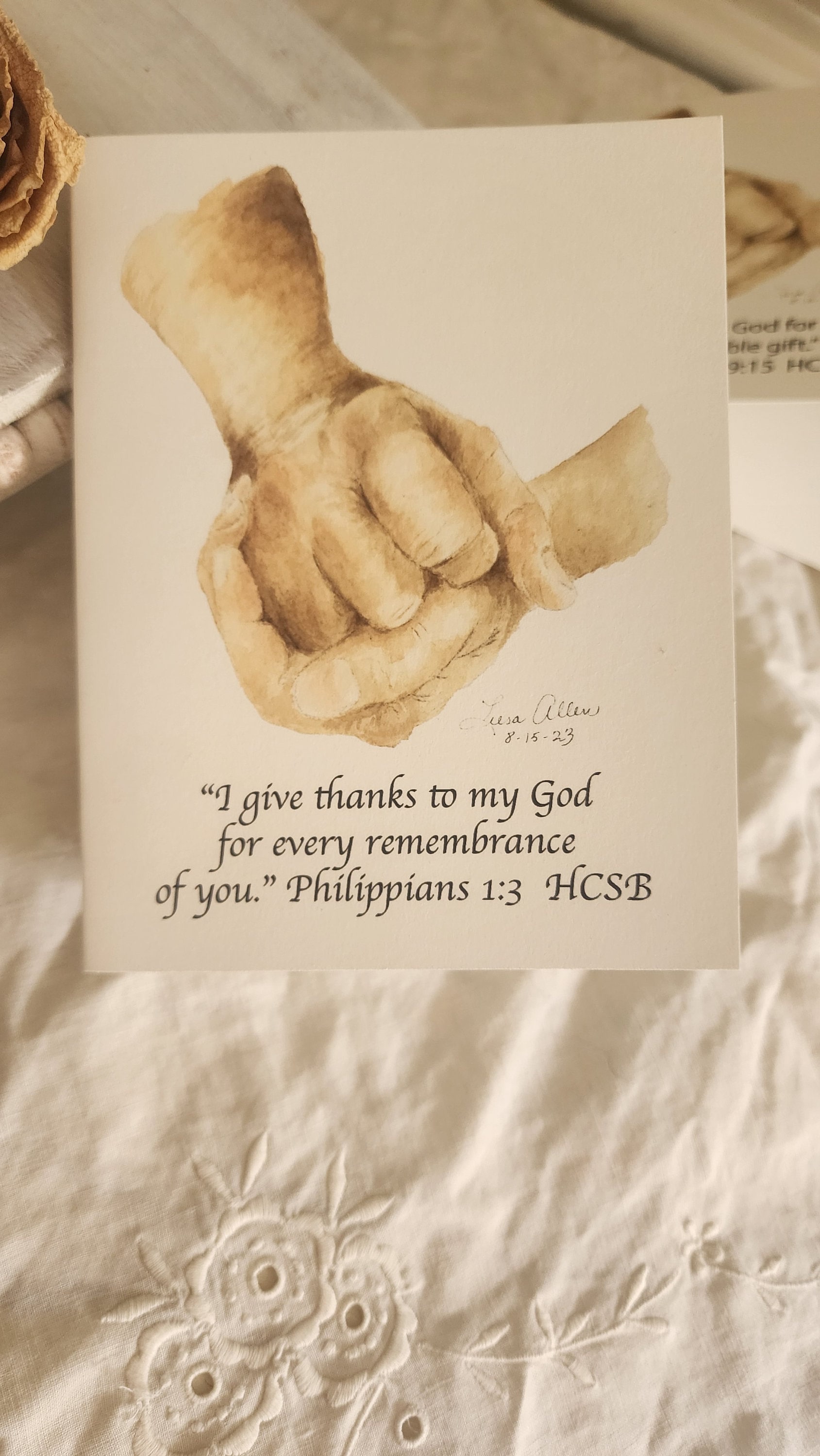 Praying Hands, Watercolor Painting, Greeting Card, Birthday, Friendship ...