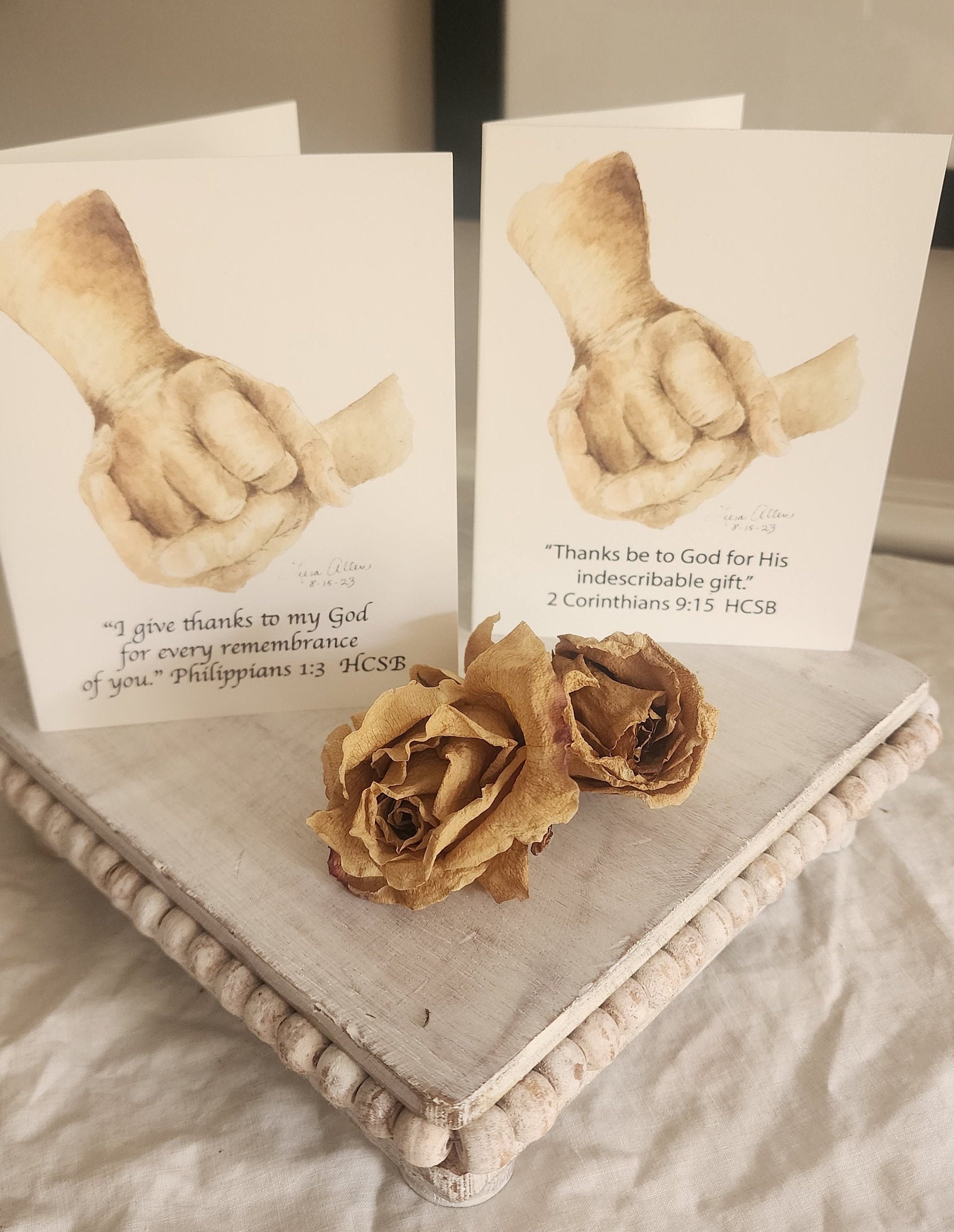 Praying Hands, Watercolor Painting, Greeting Card, Birthday, Friendship ...