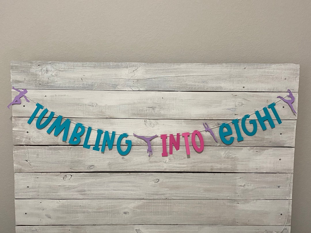 Tumbling Birthday Banner * Customizable * Gymnastics Birthday Decor ...